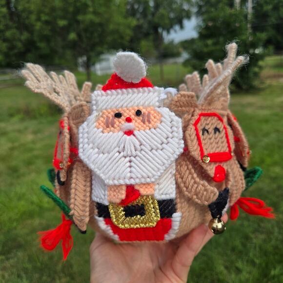 Holiday | Bucilla Handmade Christmas Plastic Canvas Santa And Reindeer ...